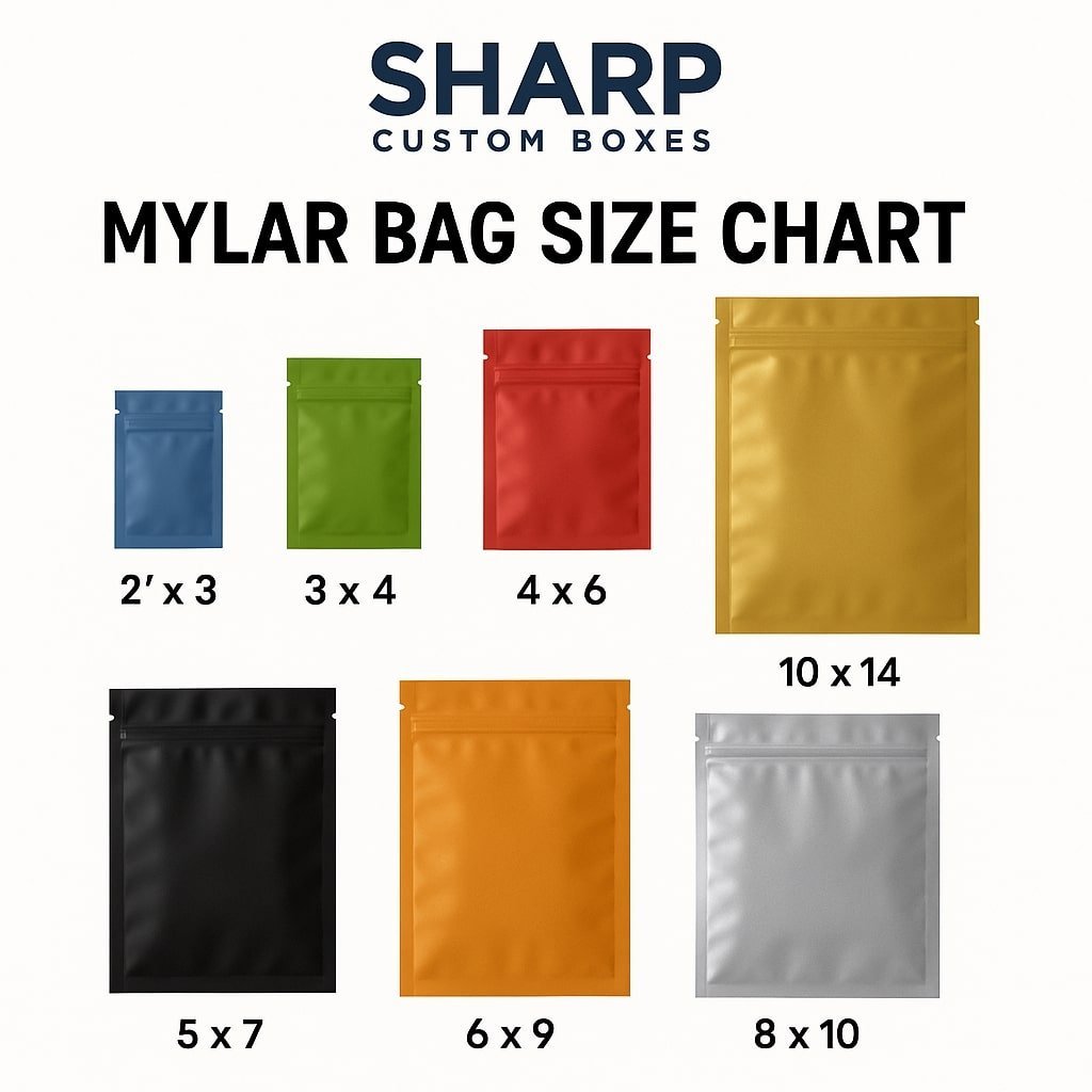 Mylar Bag Size Chart | Find Perfect Bag Dimensions with Sharp Custom Boxes